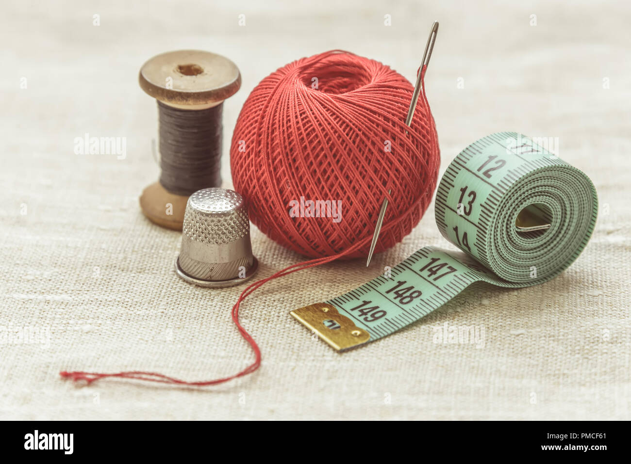composition of seamstress, tailor, thread for sewing and for knitting ...
