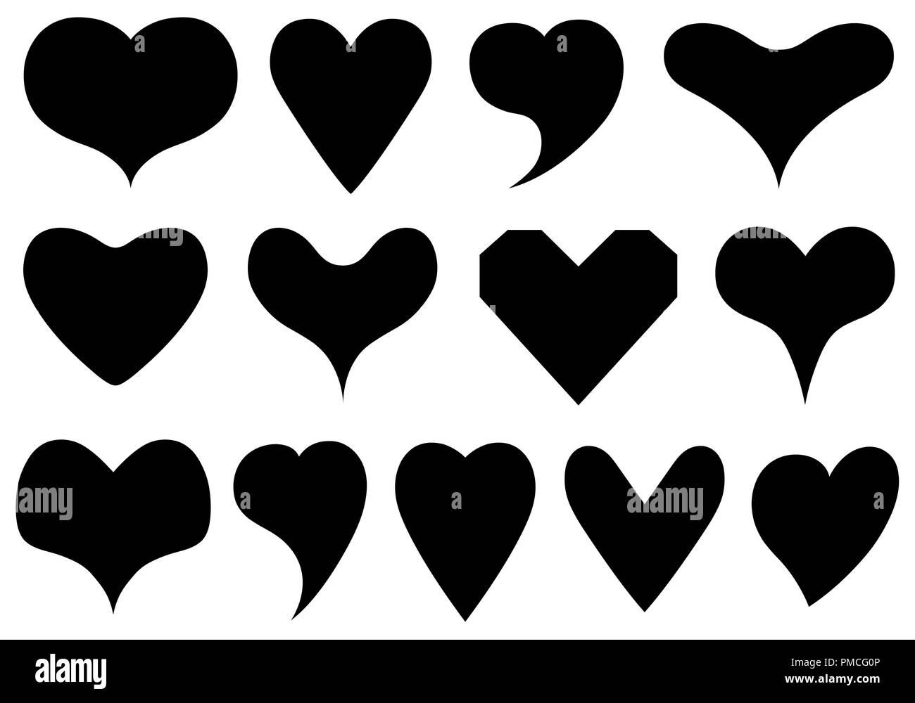 Set of different hearts isolated on white Stock Photo - Alamy