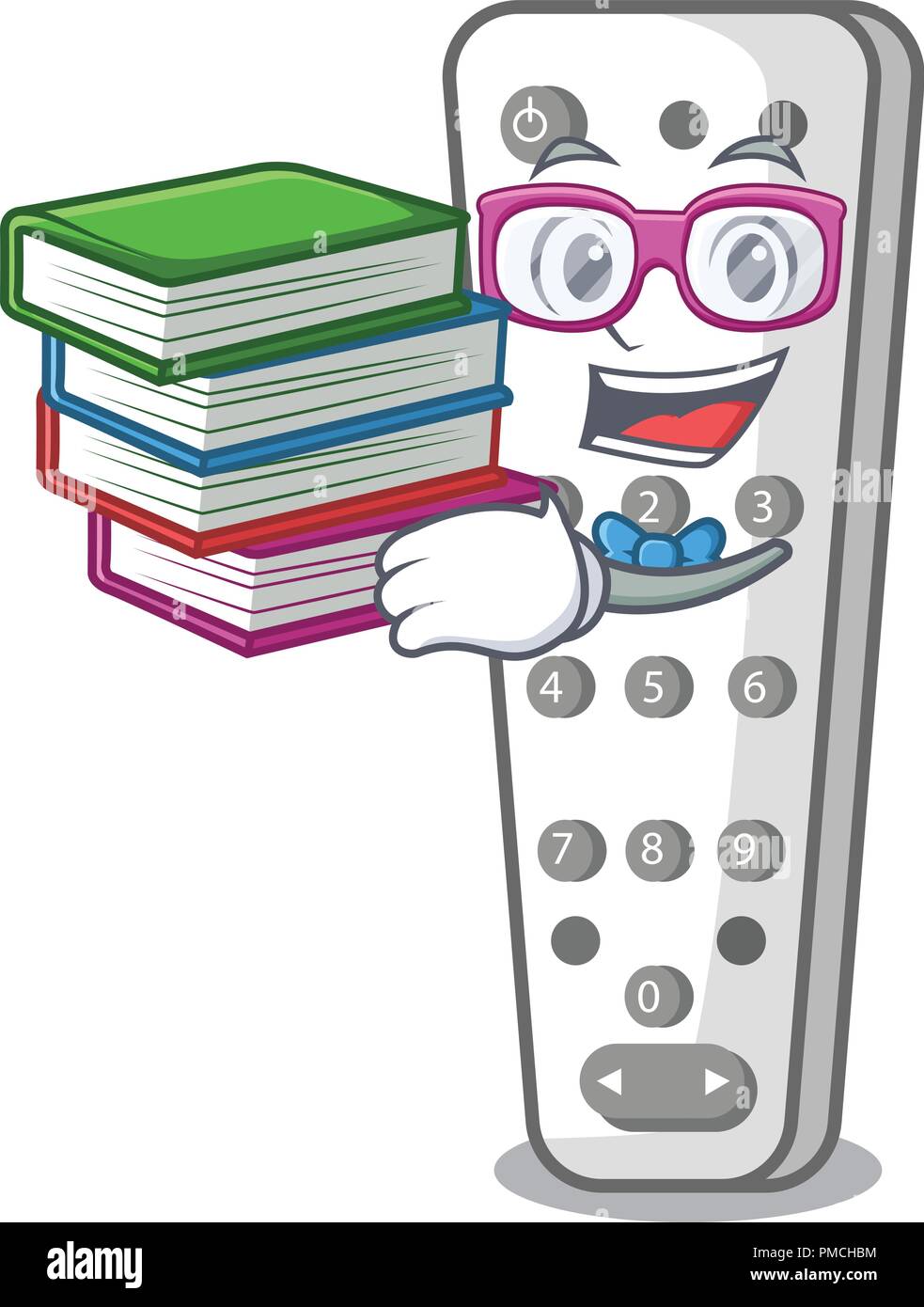 Student with book cartoon remote control of air conditioner Stock ...