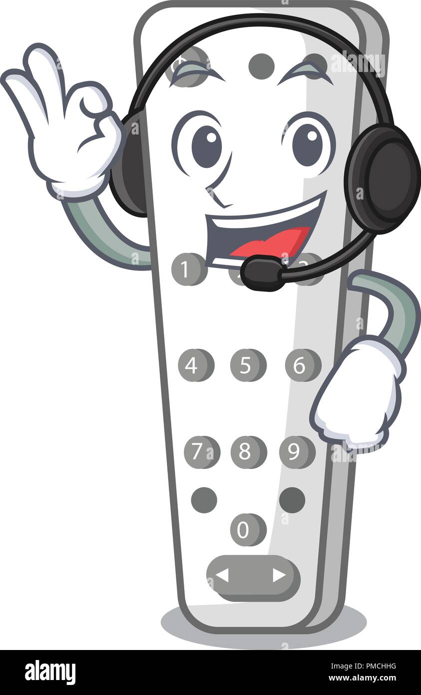 With headphone cartoon remote control of air conditioner Stock Vector ...