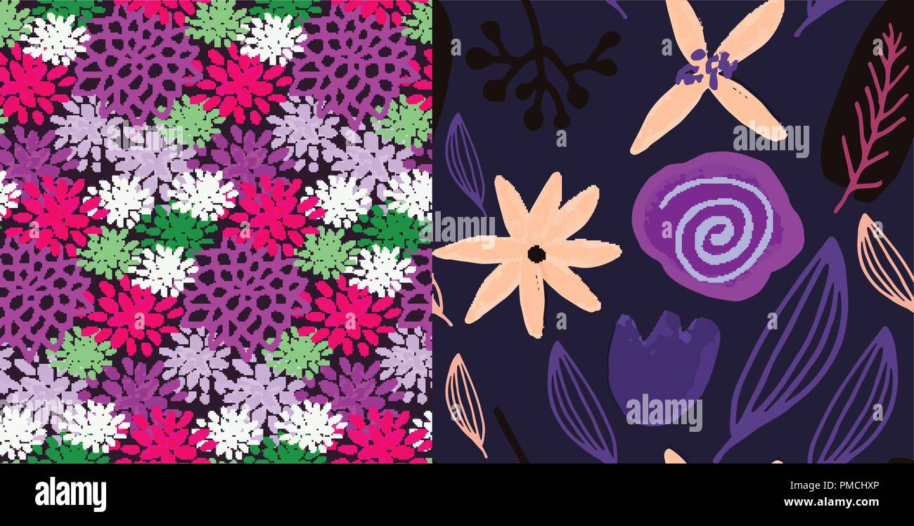 Vector hand drawn floral pattern, delicate flowers Stock Vector Image ...