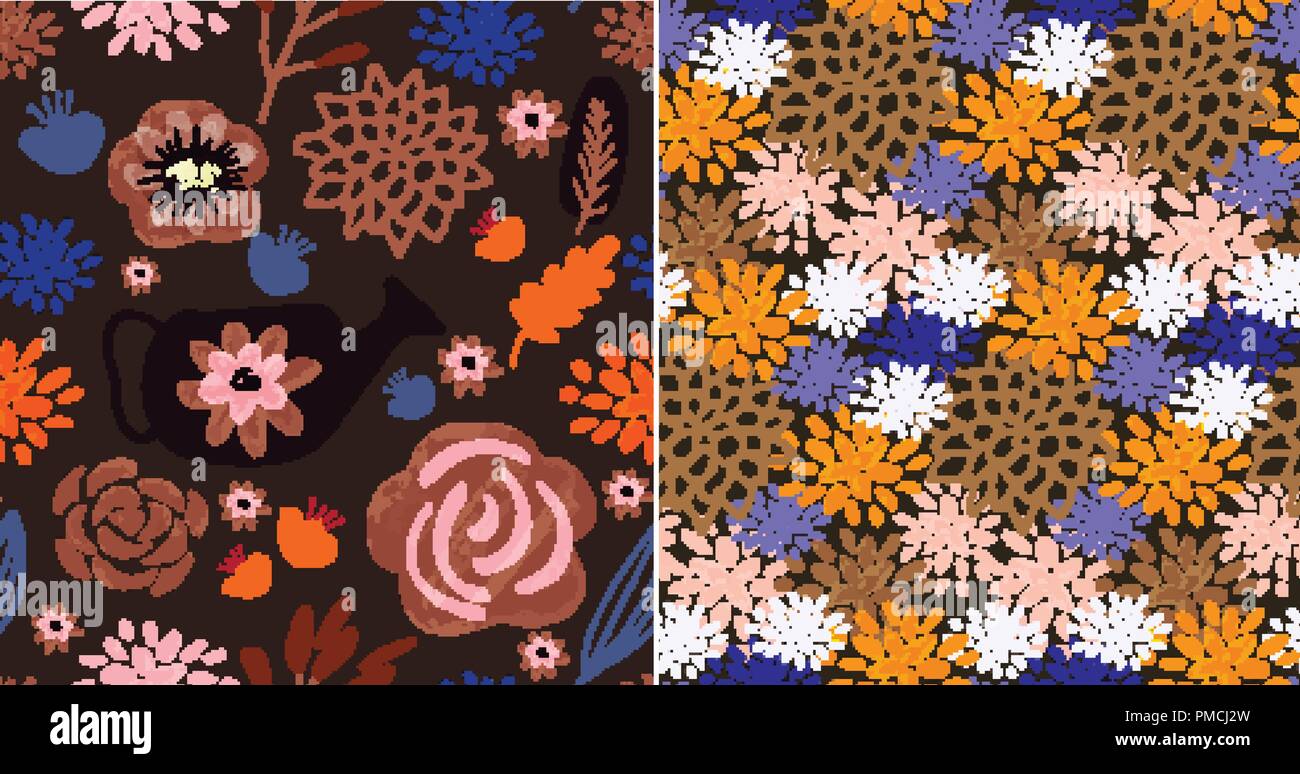 Vector hand drawn floral pattern, delicate flowers Stock Vector Image ...