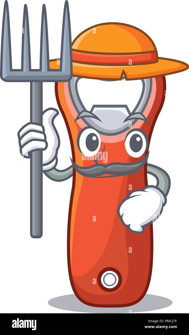 Farmer beer bottle opener isolated on cartoon Stock Vector Image & Art ...