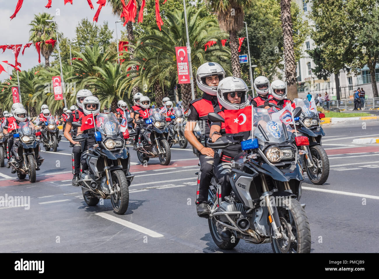 Police officers on motorcycles parade at Turkish 30 August Victory day ...