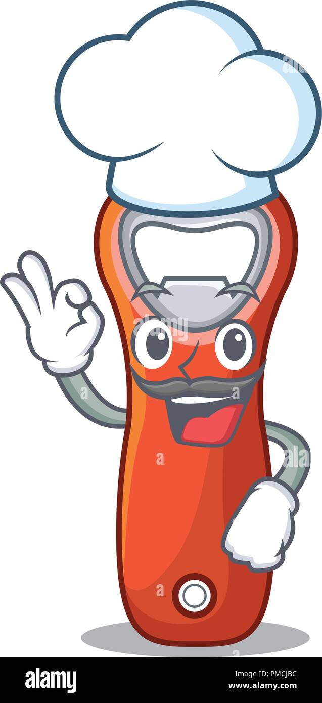 Chef aluminium bottle opener for design cartoon Stock Vector Image ...