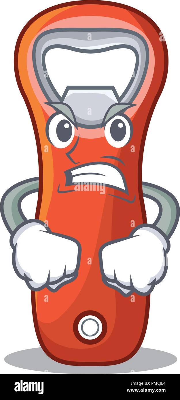 Angry plastic bottle opener isolated on cartoon Stock Vector Image ...