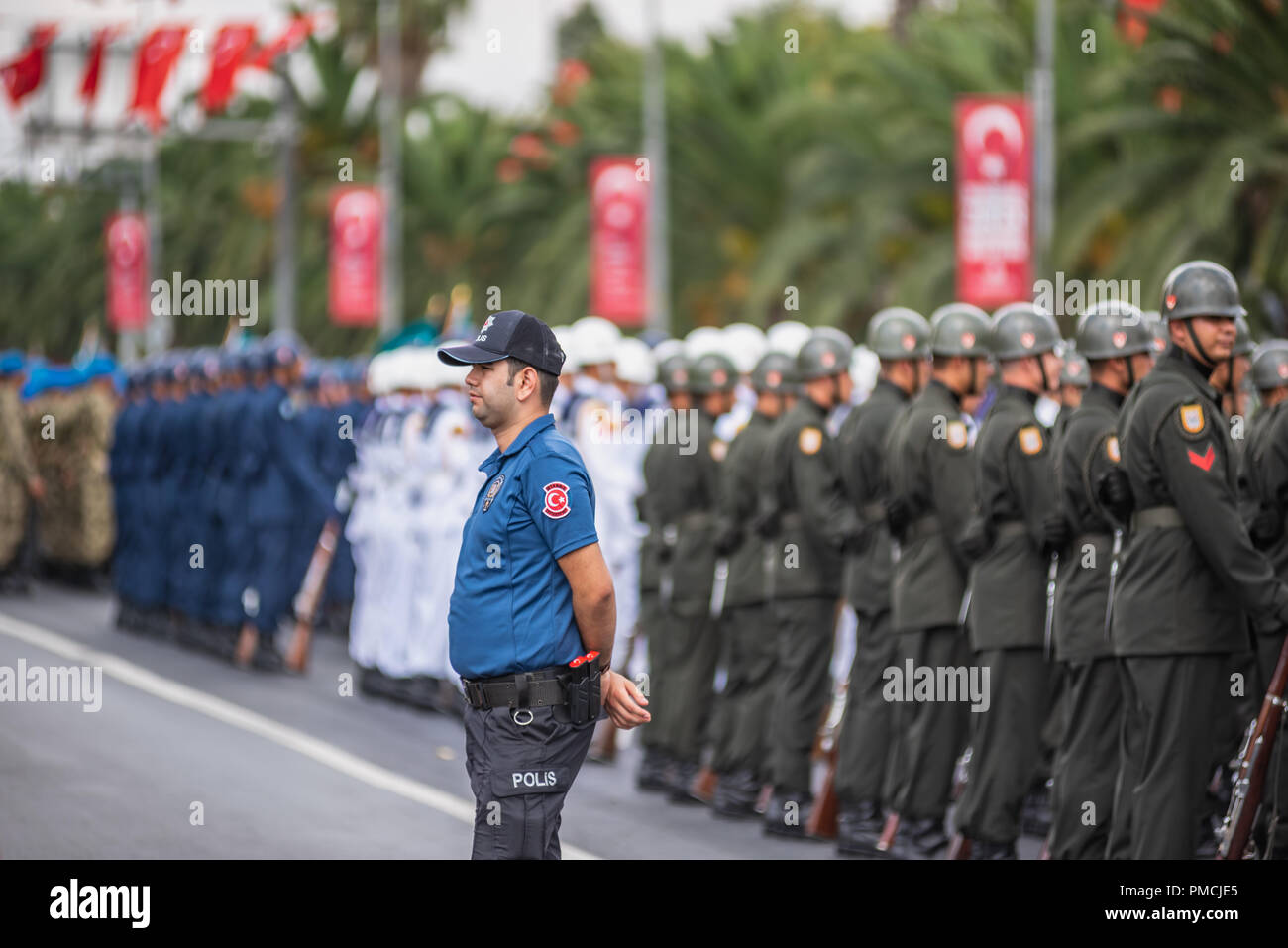 Turkish police officers waits for Military parade at Turkish 30 August ...