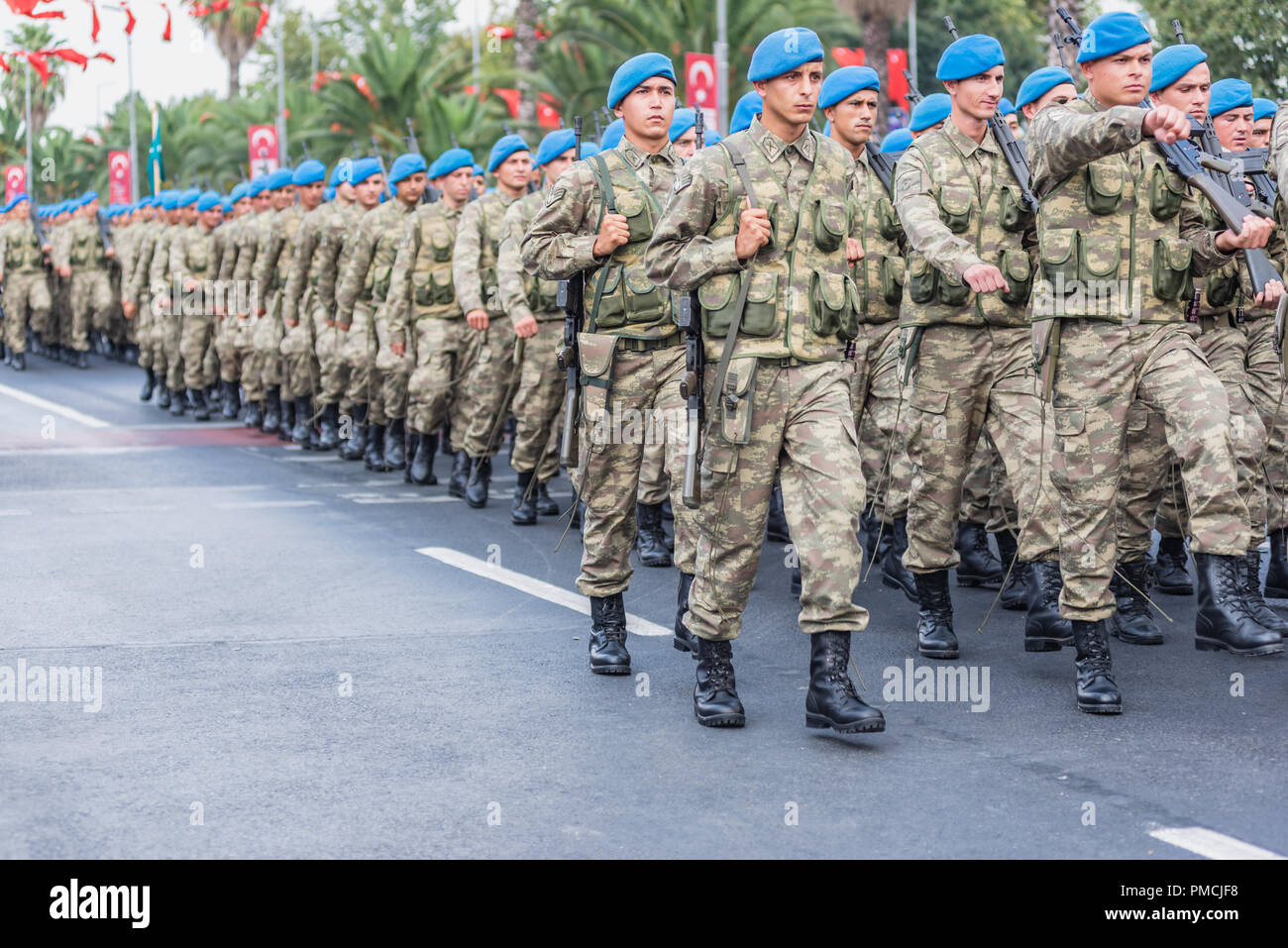 Turkish soldiers march for Military parade at Turkish 30 August Victory ...