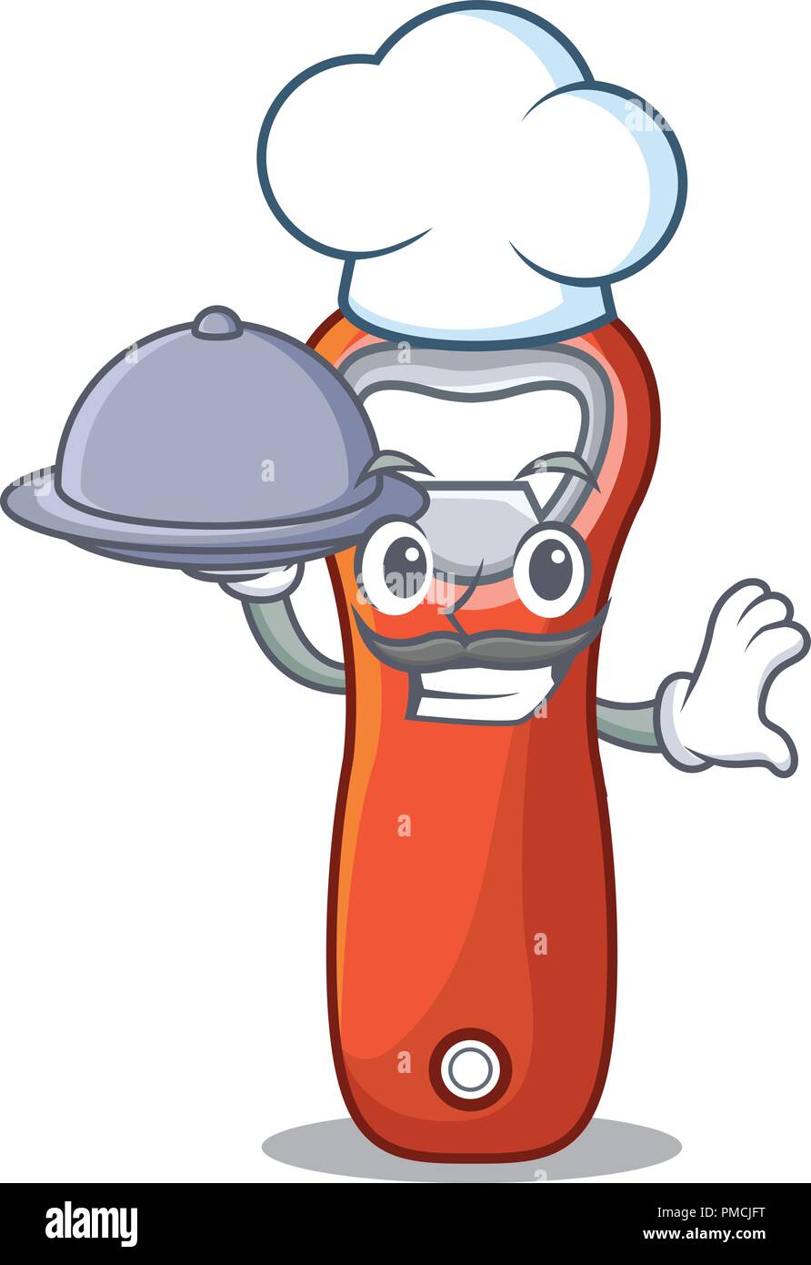Chef with food plastic bottle opener isolated on cartoon Stock Vector ...