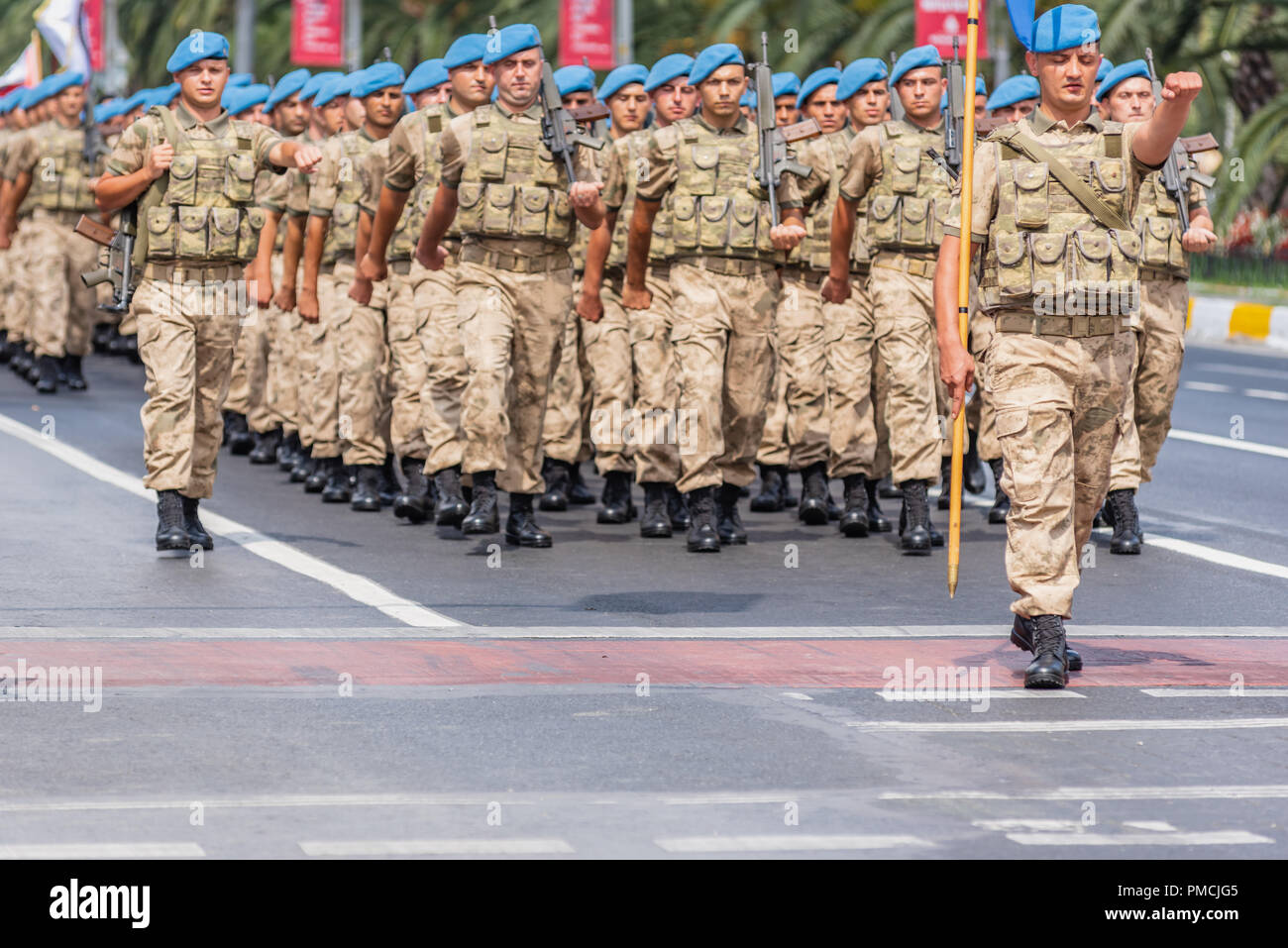 Turkish soldiers march for Military parade at Turkish 30 August Victory ...