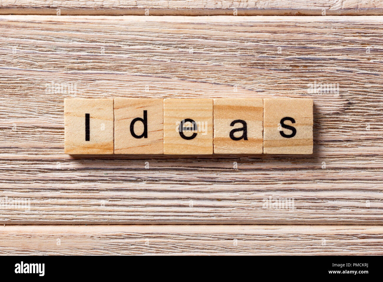 ideas word written on wood block. ideas text on table, concept Stock ...