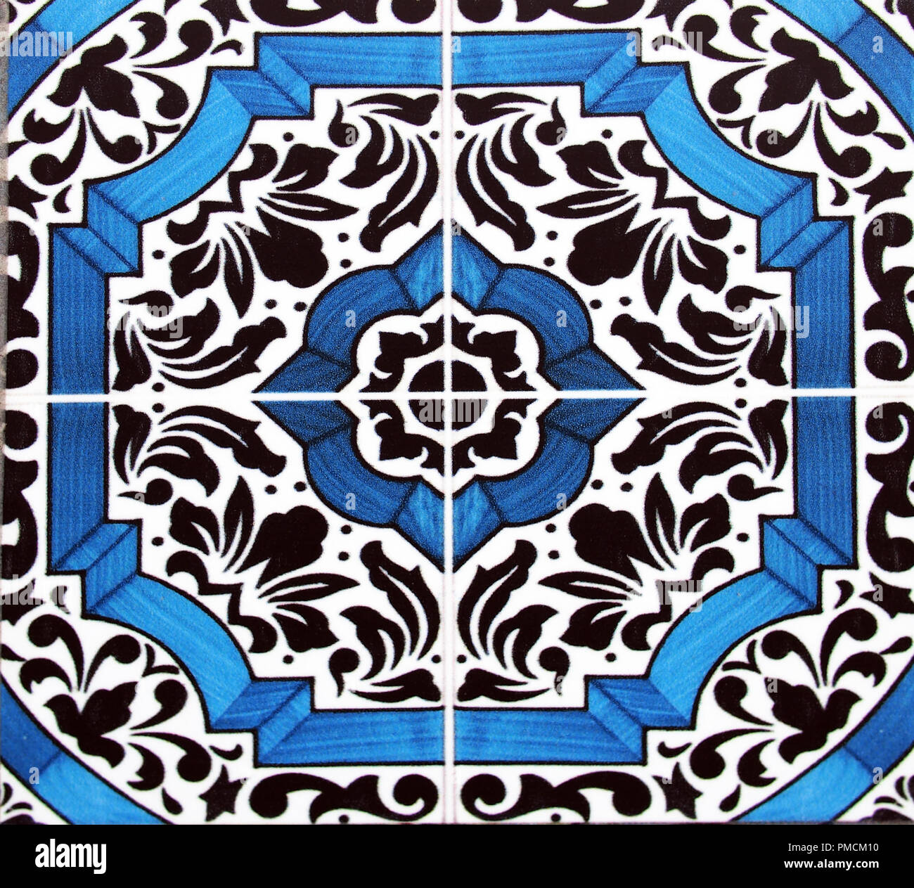 Detail of the traditional tiles from facade of old house. Decorative ...