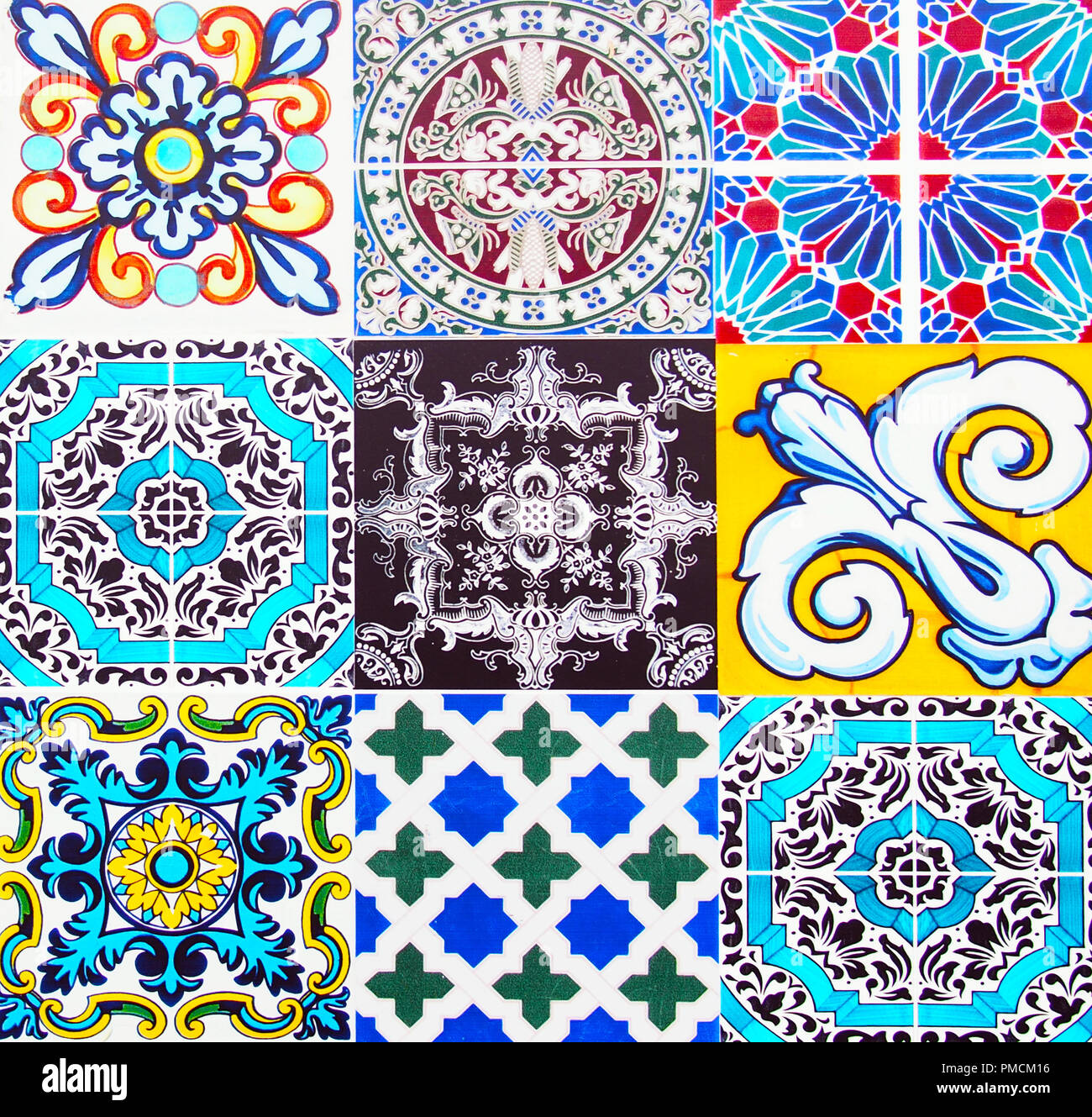 Detail of the traditional tiles from facade of old house. Decorative ...