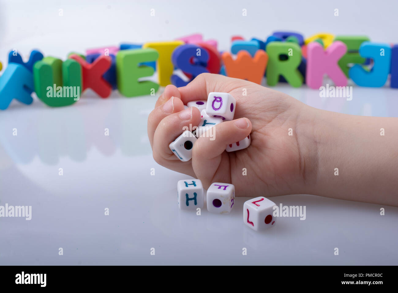 Letter cubes of Alphabet made of wood Stock Photo - Alamy