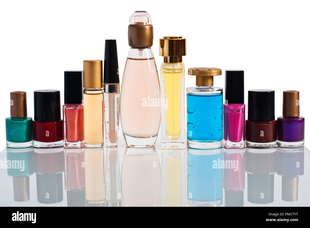 collection of perfume isolated on white Stock Photo - Alamy