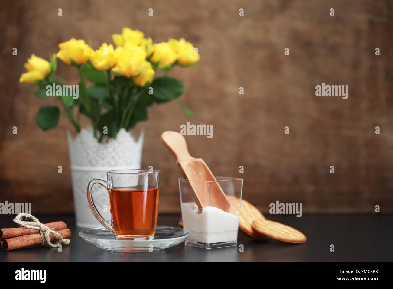 A cup with tea on the table Stock Photo - Alamy
