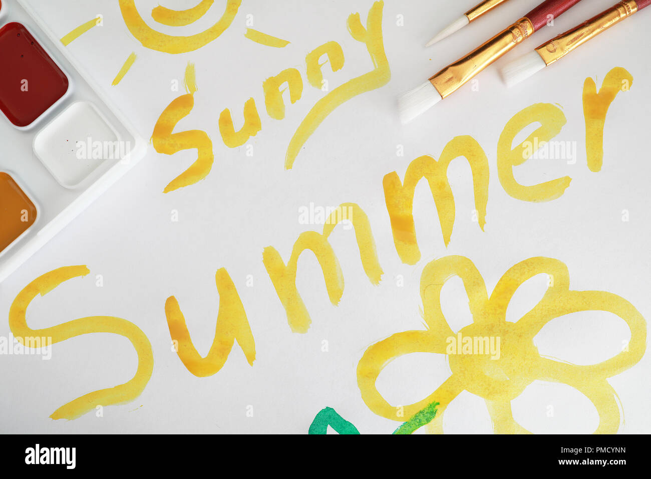 Drawing paints on a white sheet of paper Stock Photo - Alamy
