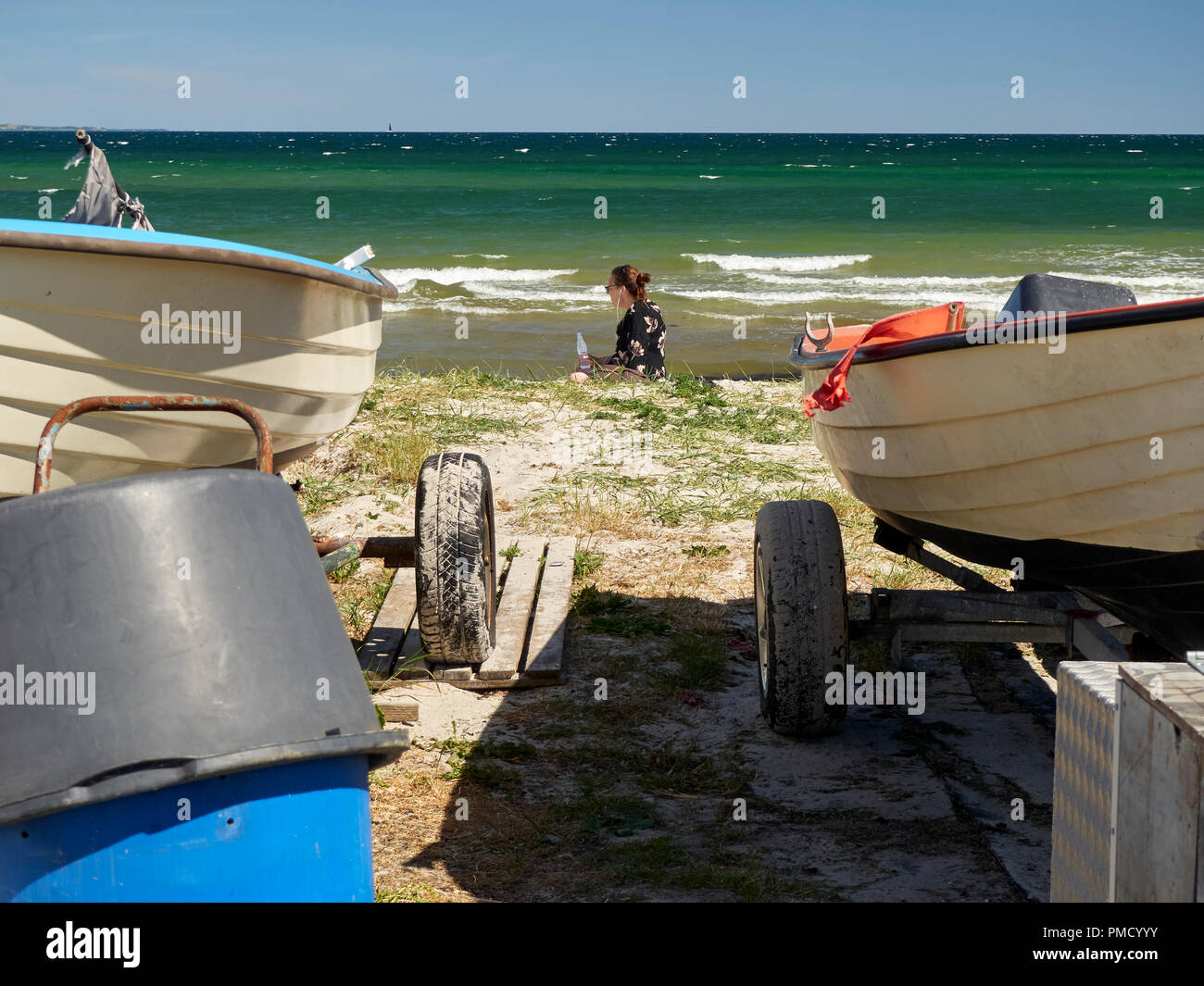 Woman at the beach, Tangkrogen, Aarhus Stock Photo - Alamy
