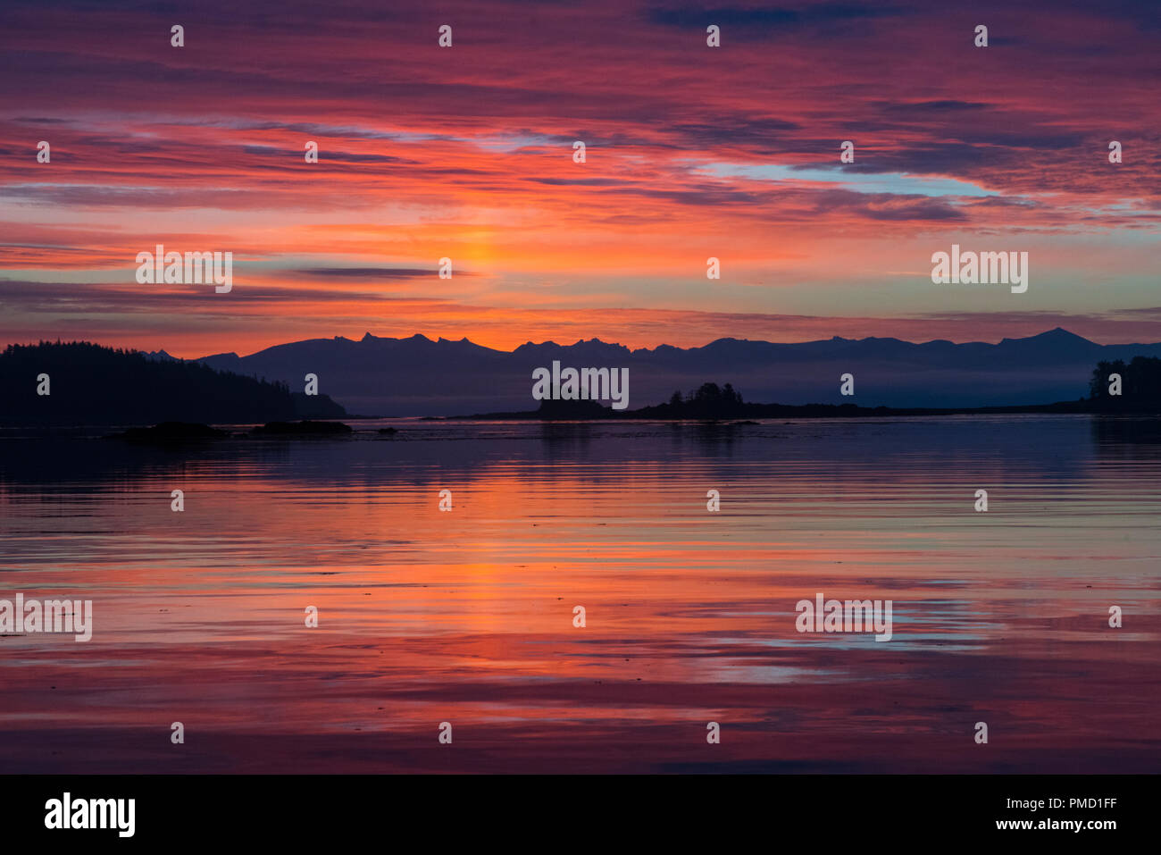 Sunrise over Frederick Sound, Tongass National Forest, Alaska Stock ...