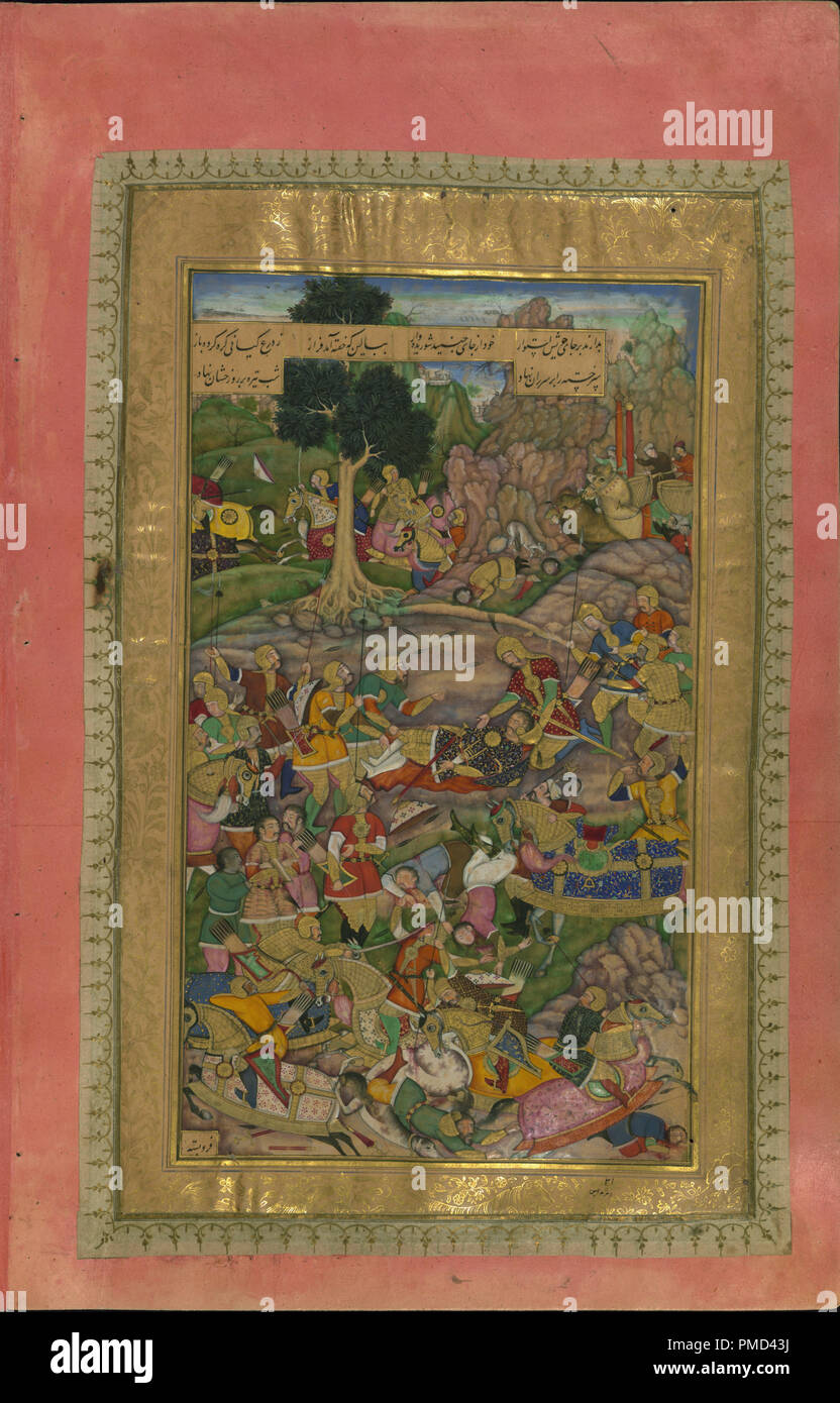 The Death of Darius. Date/Period: 1595 (Mughal). Illuminated ...