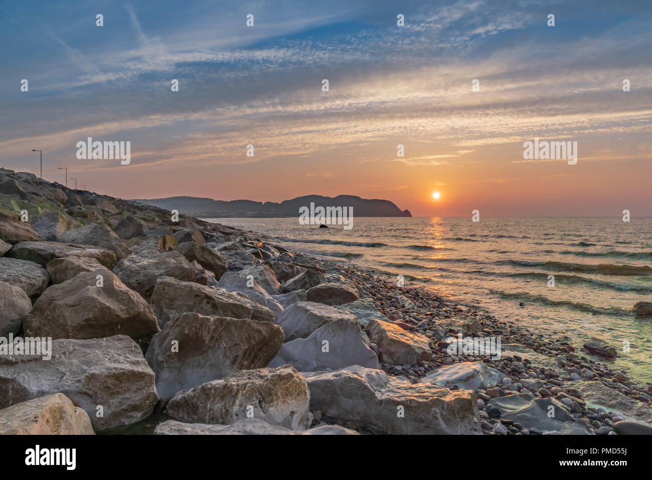 Sunset over the Welsh coast in Rhos-on-Sea, Conwy, Wales, UK Stock ...