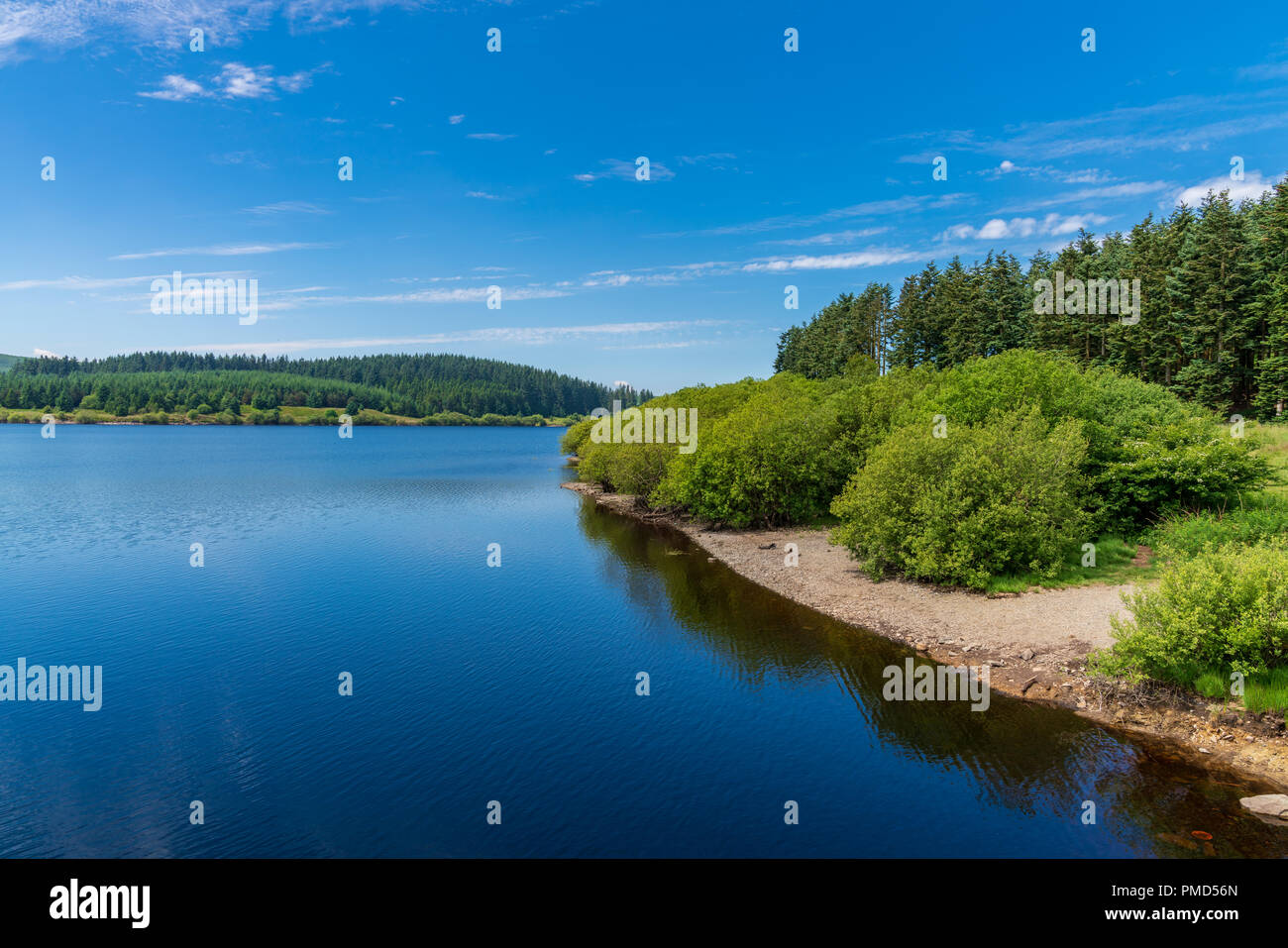 View from the dam over the Alwen Reservoir, Conwy, Wales, UK Stock ...