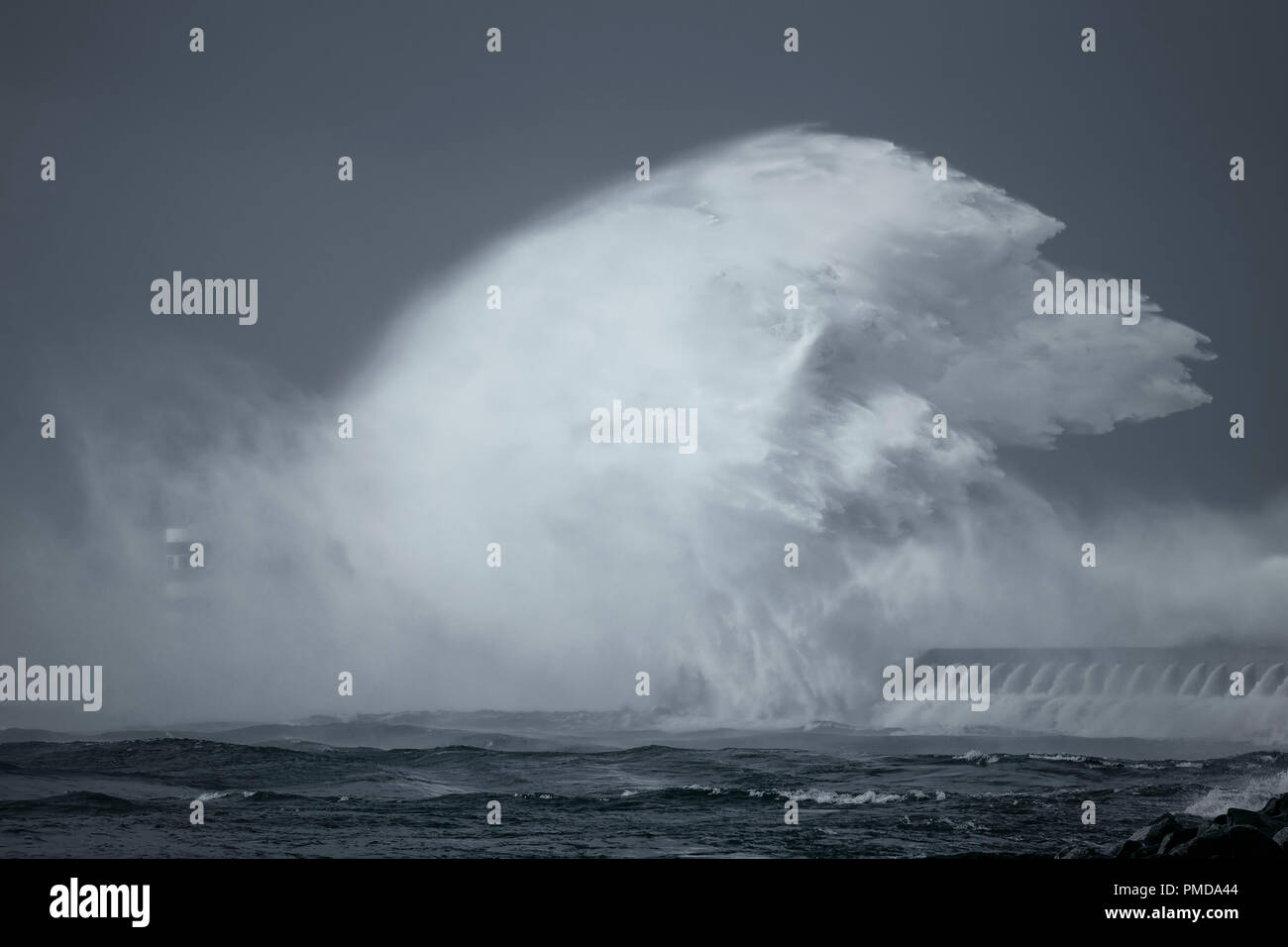 Big stormy wave splash during hurricane Stock Photo - Alamy