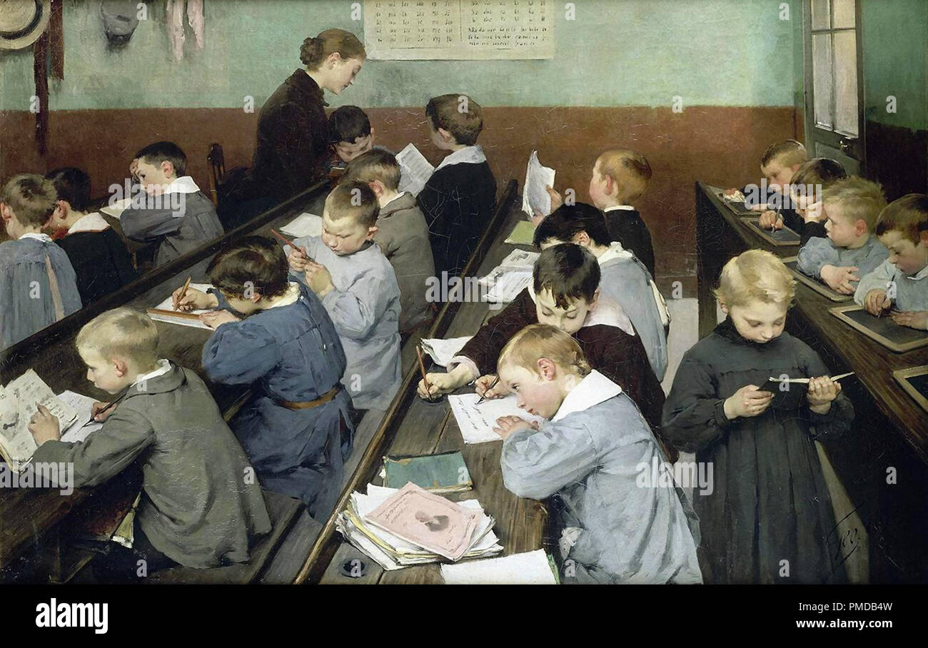 Geoffroy Henri Jules Jean - En Classe Le Travail Des Petits Stock Photo ...