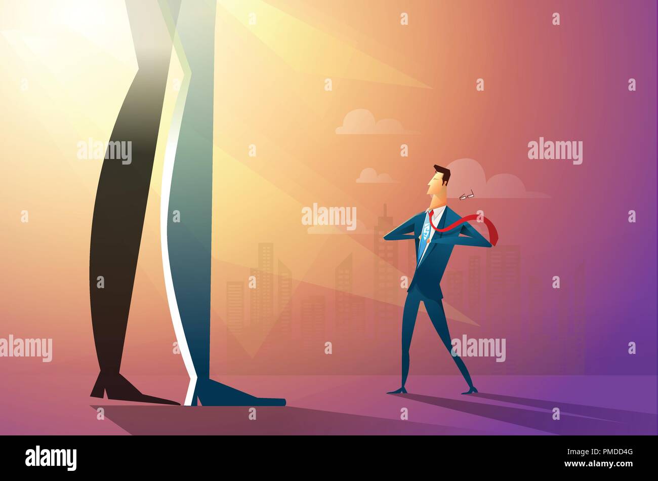 Illustration of a confident businessman ripping his shirt and turning ...