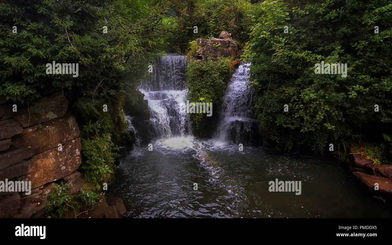 Penllergare Valley Woods waterfall Stock Photo - Alamy