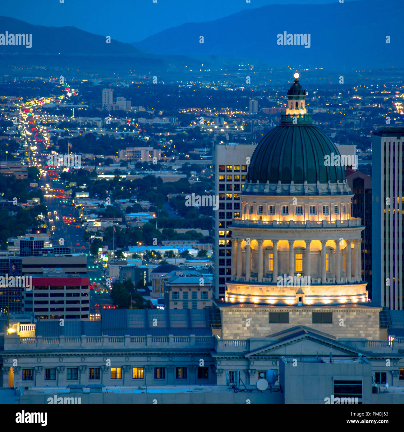 Utah State Capital Building and city at twilight Stock Photo - Alamy