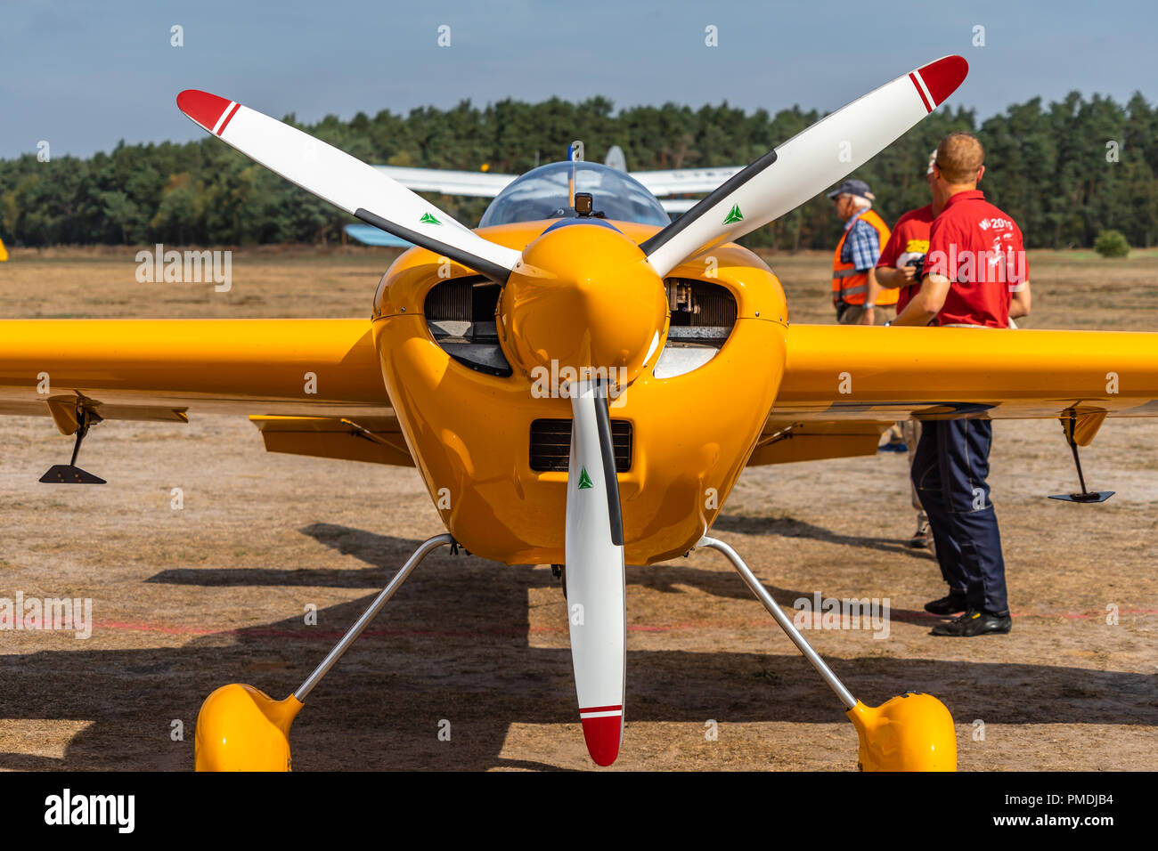 Front view of the laser, a small powerful single engine propeller ...