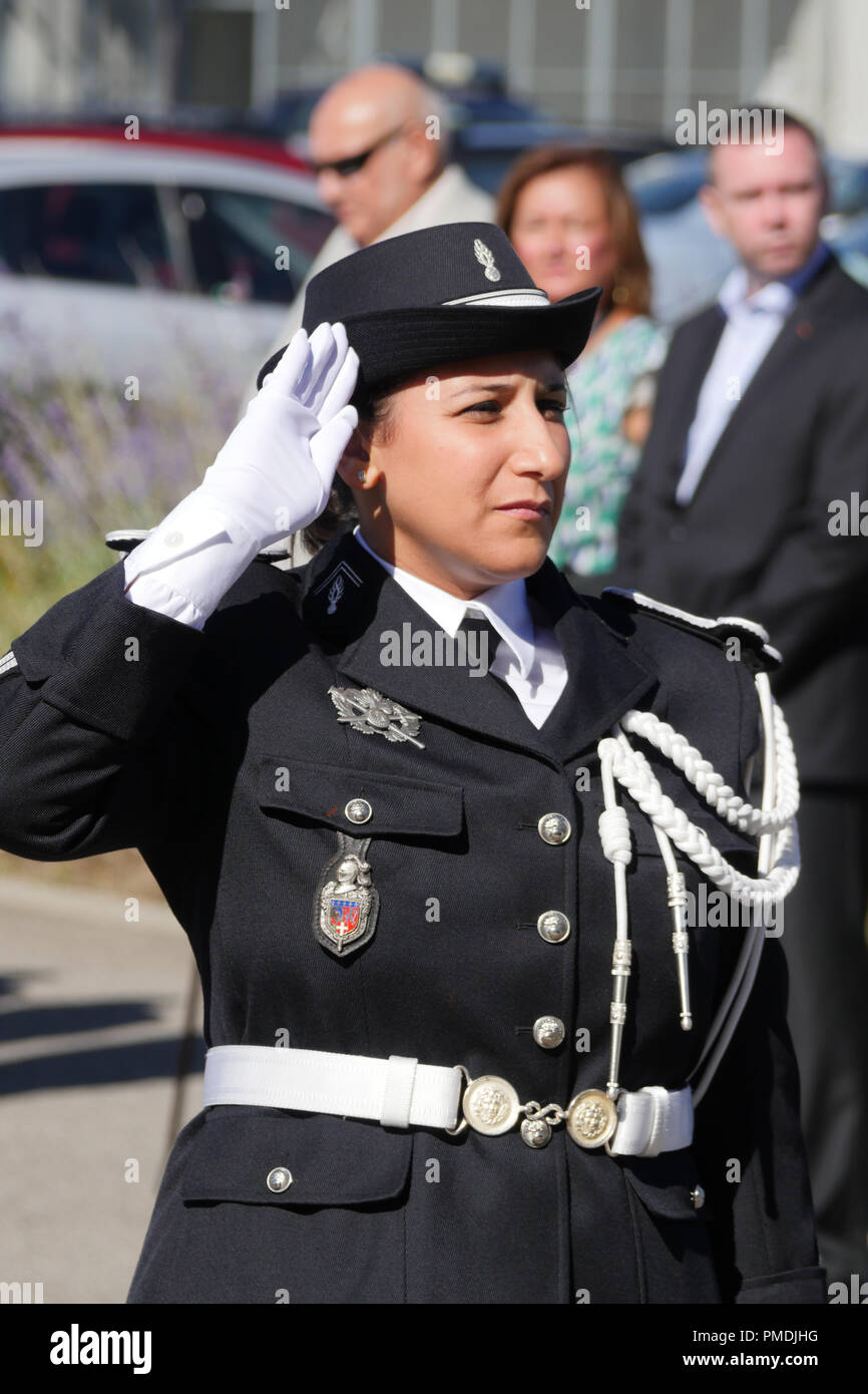 French Gendarmes attend official military ceremony, Sathonay-Camp ...