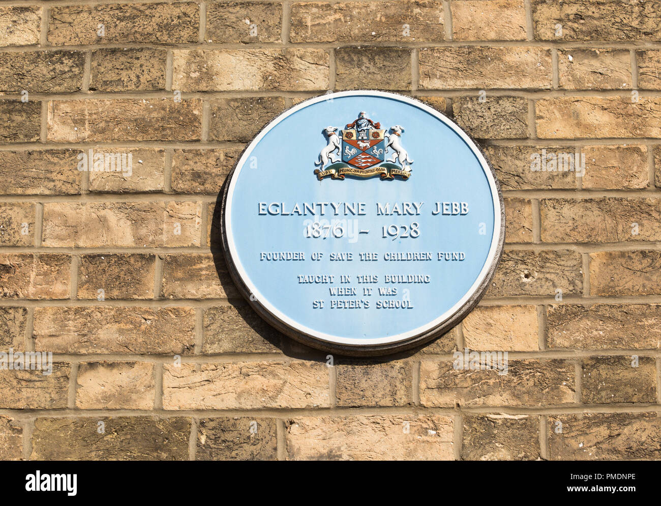 Blue plaque Eglantyne Mary Jebb 1876-1928 founder of Save the Children ...