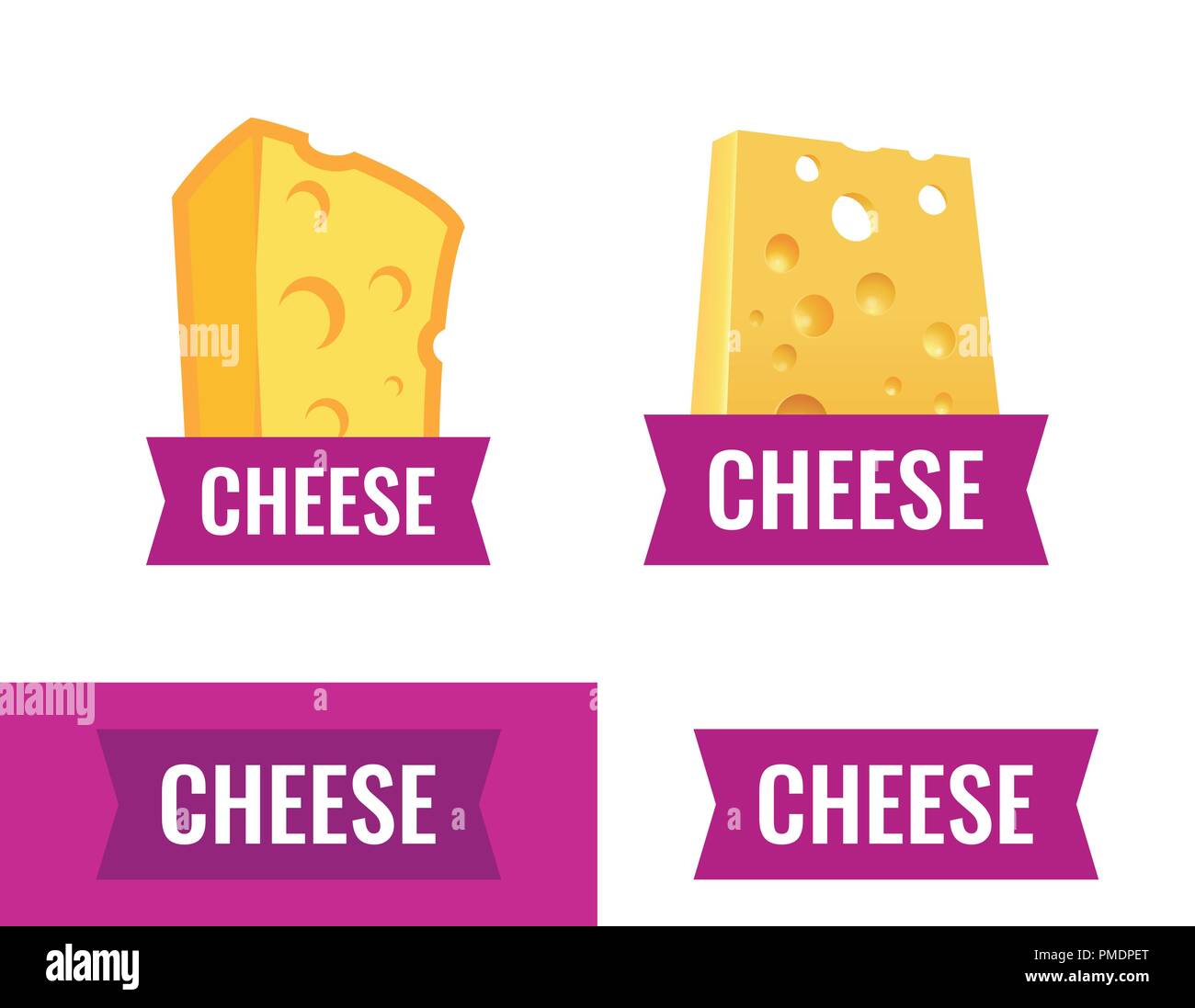 Cheese Logo on white background. Vector Emblem Illustration with Piece ...