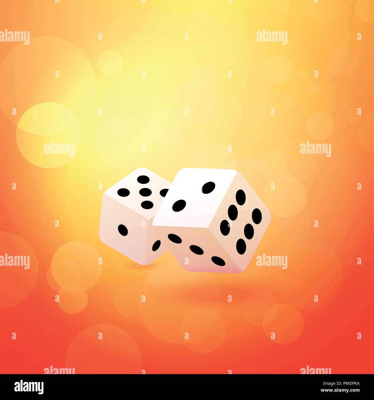 Vector illustrations of throwing dice on beautiful orange background ...