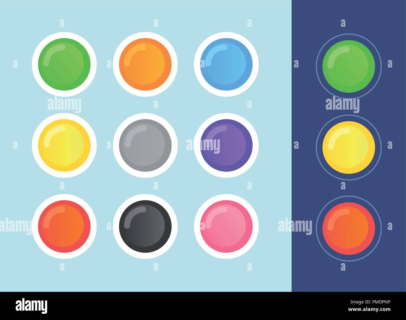 Vector Status Icon Set on dark and light backgrounds. in cartoon style ...