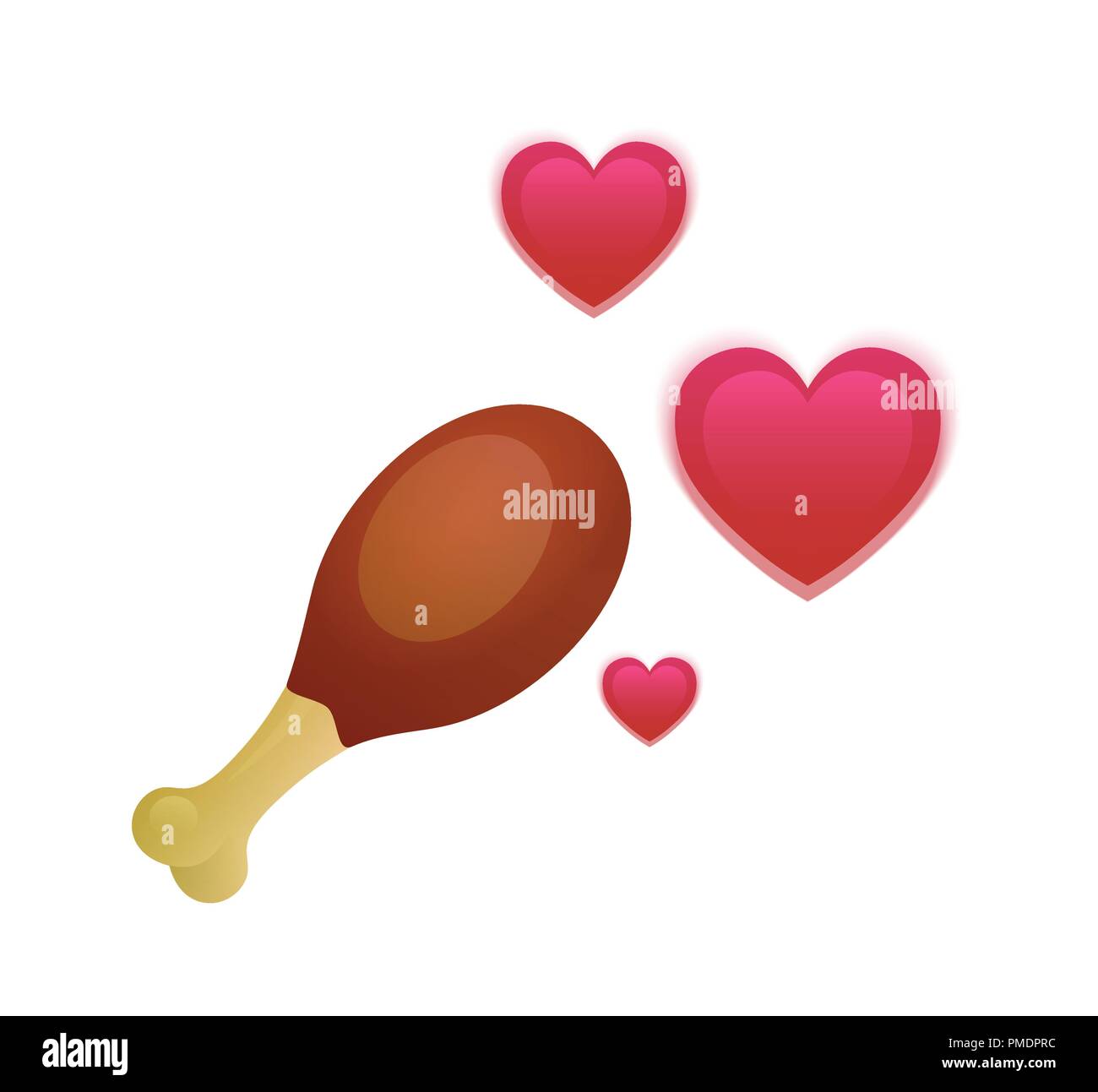 Cartoon illustration of Fried Chicken Meat with Hearts symbolizing Love ...