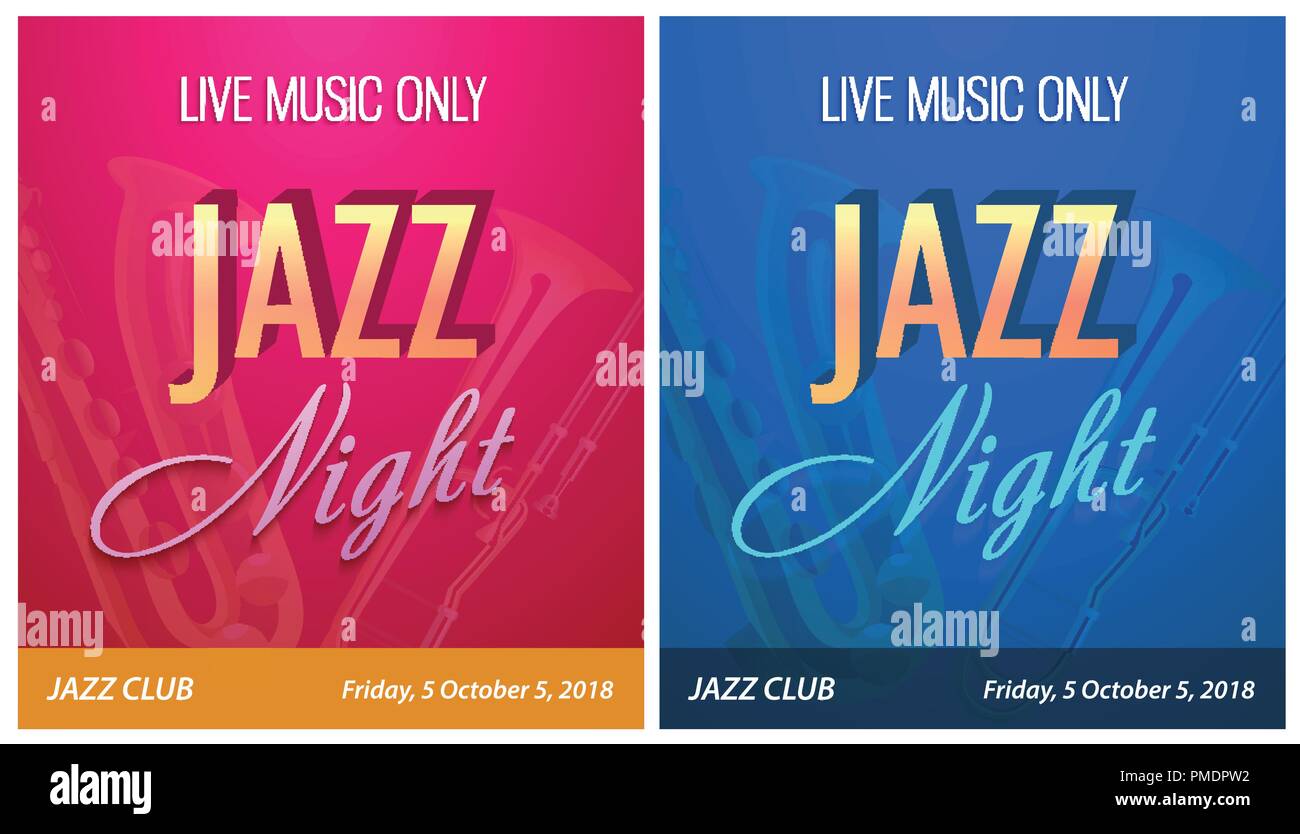 Flyer for Jazz Night Party - Vector Banner Template for Dance Music ...