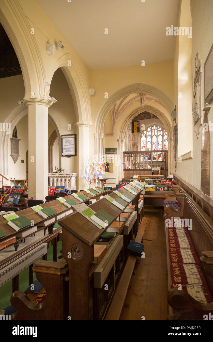 Interior of Church of Saint Nicholas, Bromham, Wiltshire, England, UK ...