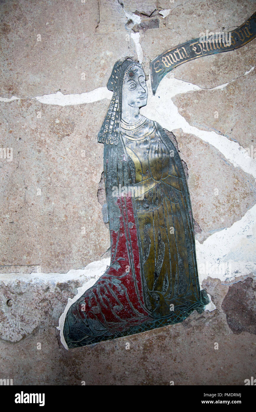 Elizabeth, Lady St Amand, wife of Sir Roger Tocotes brass memorial ...
