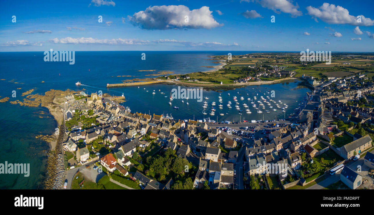 Barfleur (Normandy, north-western France): aerial view of the harbour ...