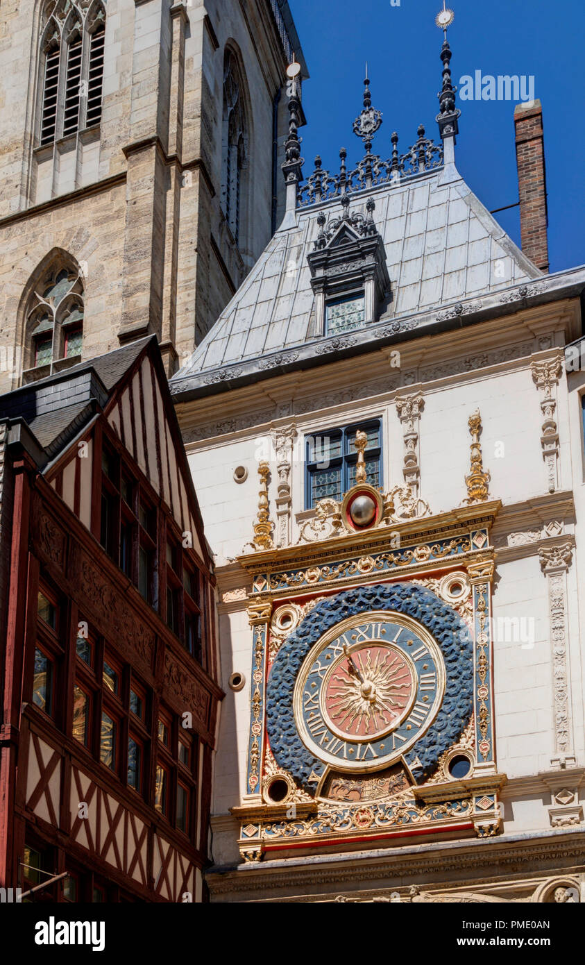Rouen (northern France): the emblematic “Gros-Horloge" astronomical ...