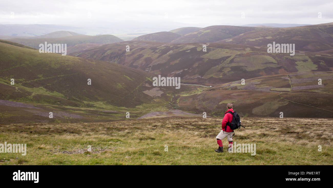 Climbing East Mount Lowther looking down on the Mennock Pass and across ...