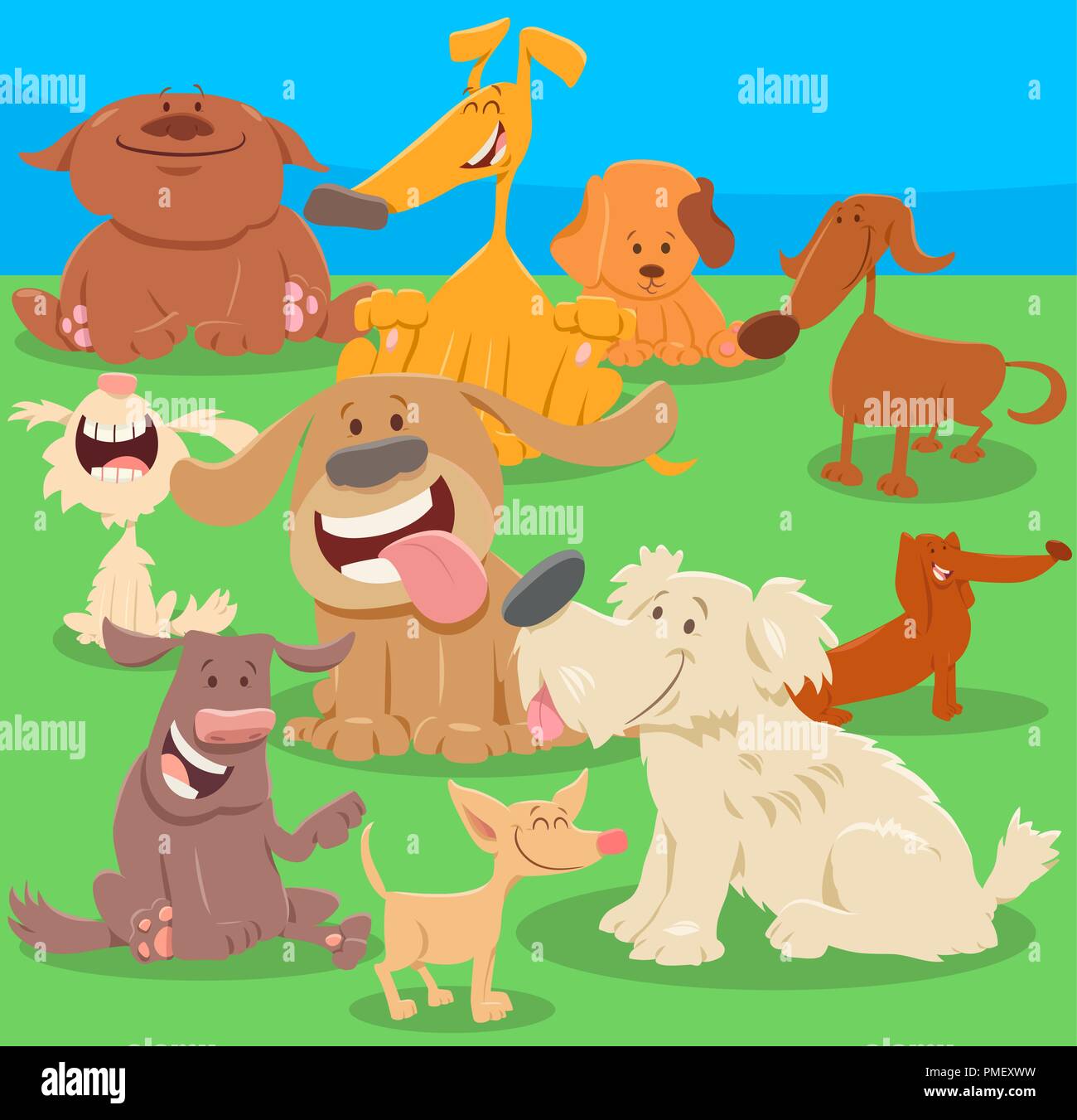 Cartoon Illustration of Dogs or Puppies Pet Animal Characters Stock ...