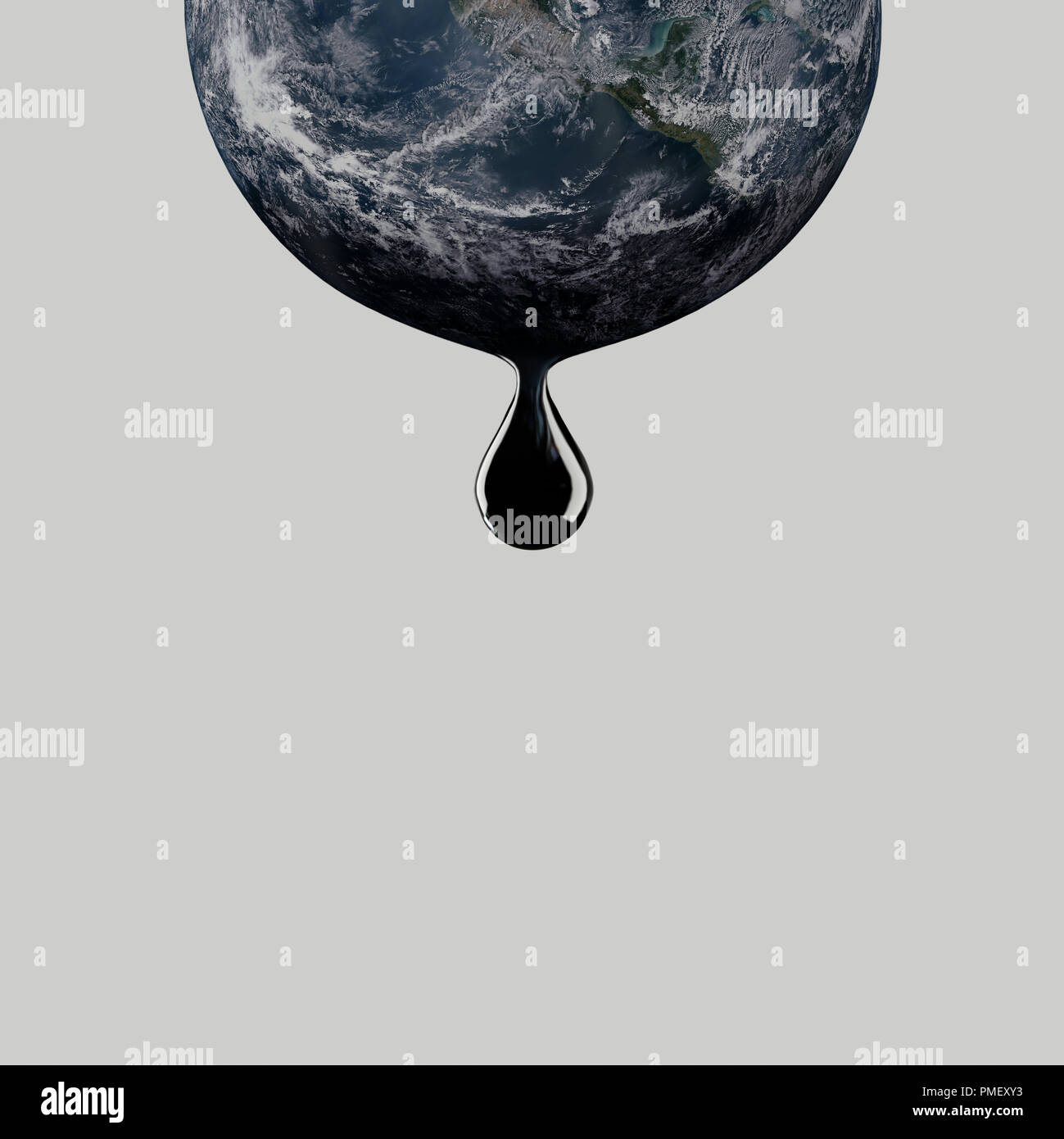 Drop of oil drips from the planet earth. Oil production Stock Photo - Alamy