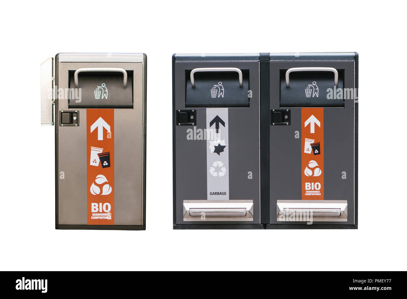 A set of modern smart garbage bins for waste collection for their ...