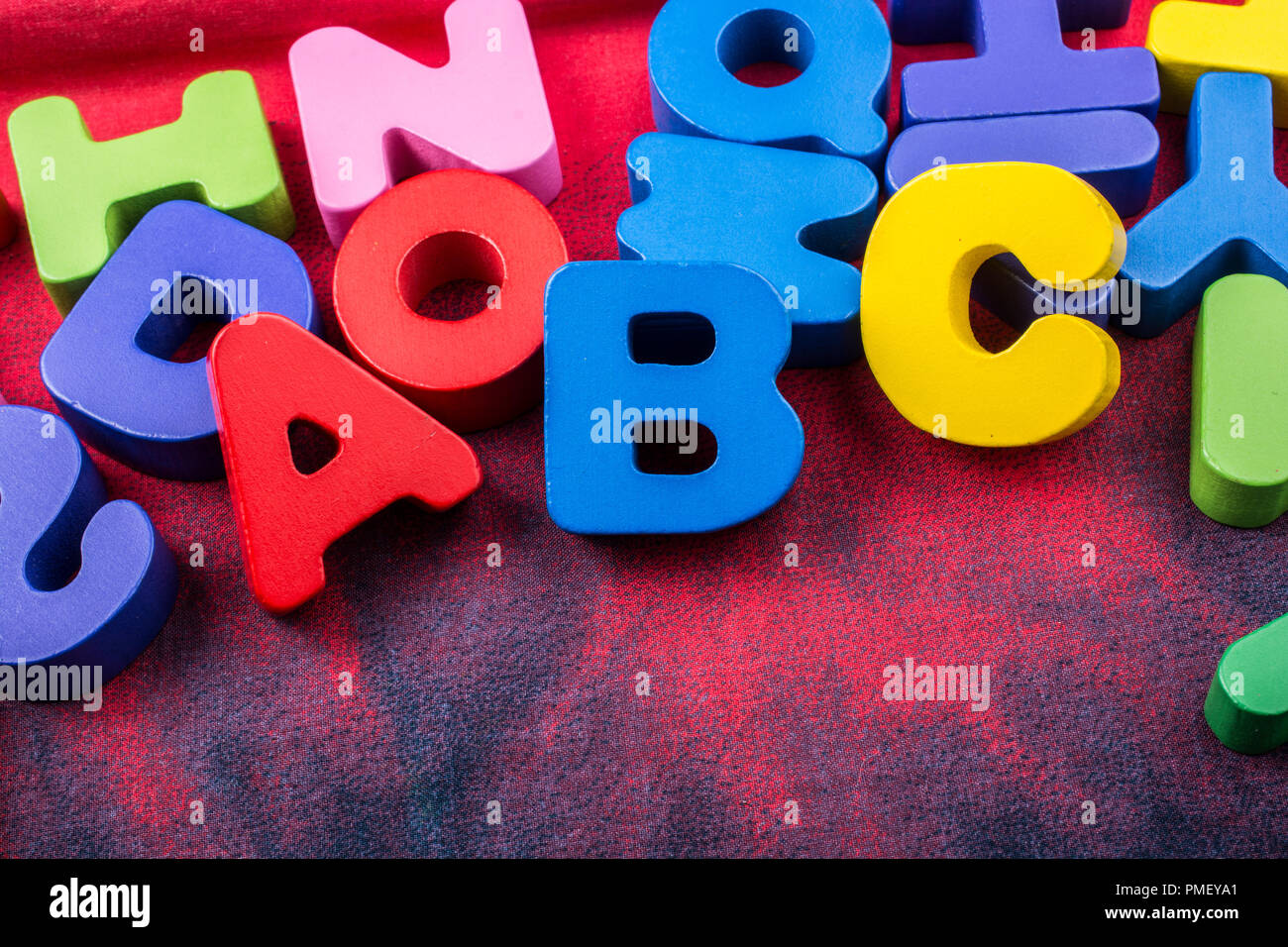 Colorful ABC Letters of Alphabet made of wood Stock Photo - Alamy