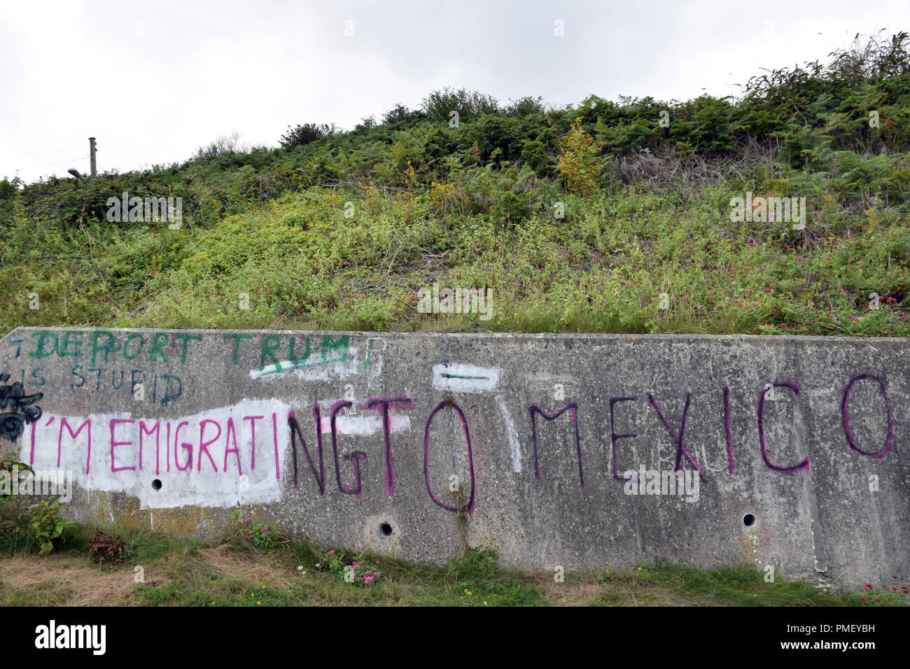 Anti Trump graffiti, Cornwall UK August 2018 Stock Photo - Alamy