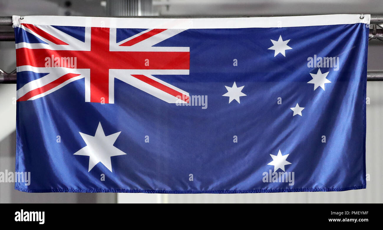 A general view of the flag of Australia at the Carrara Stadium during ...